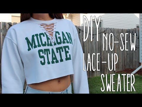 DIY | No-Sew Lace Up Crop Sweater
