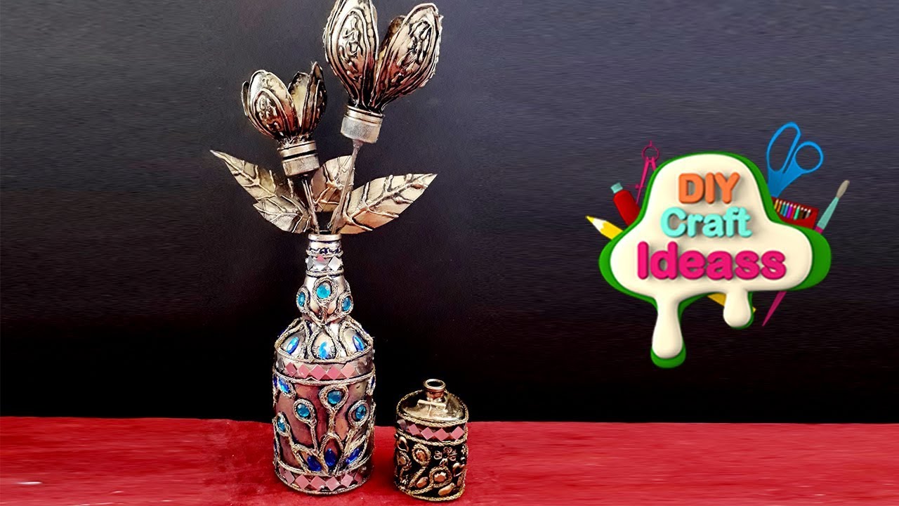 Glass bottles Craft ideas | Best Out of Waste | Glass bottles reuse ...