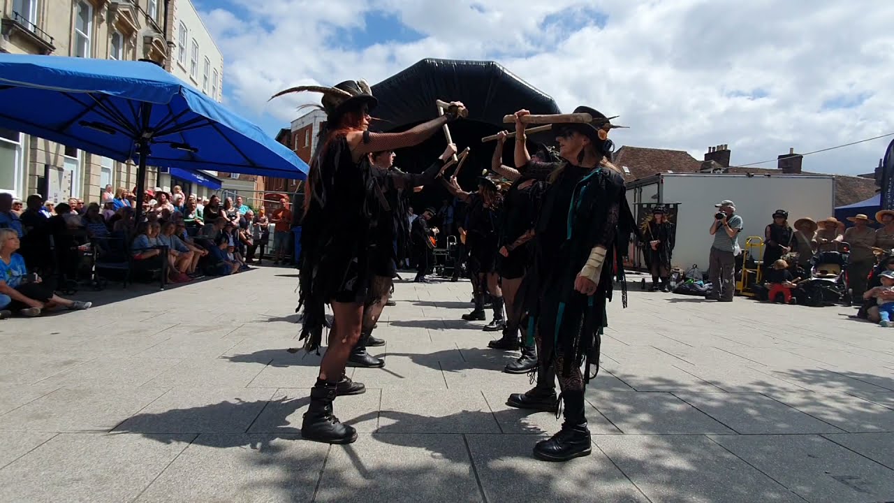 Beltane Border Morris dancing Tolmen Stone at Wimborne Folk Festival 12 ...