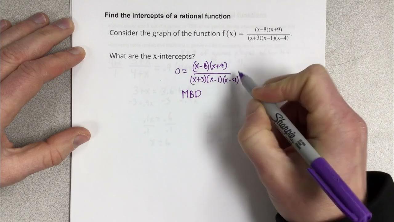 Find the intercepts of a rational function - YouTube