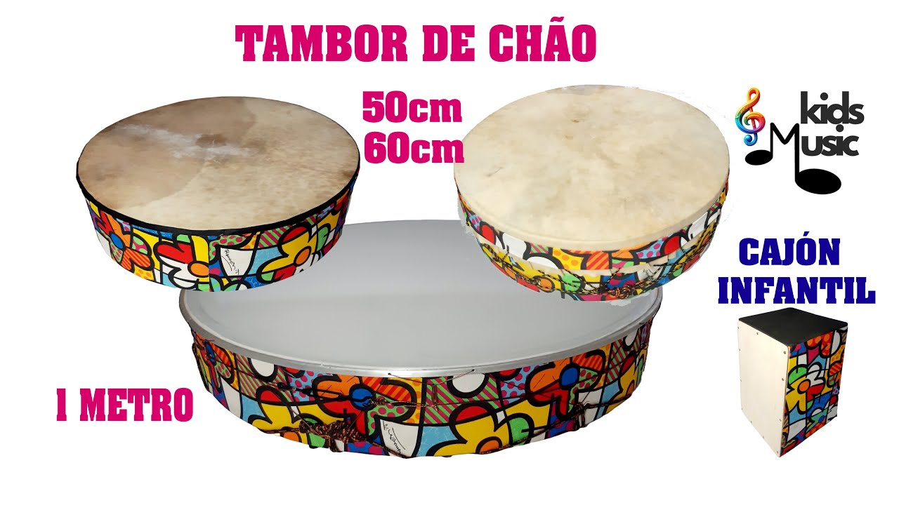 Tambor de Chão Kids Music 50cm e 60cm - pele animal | Kids Music ...