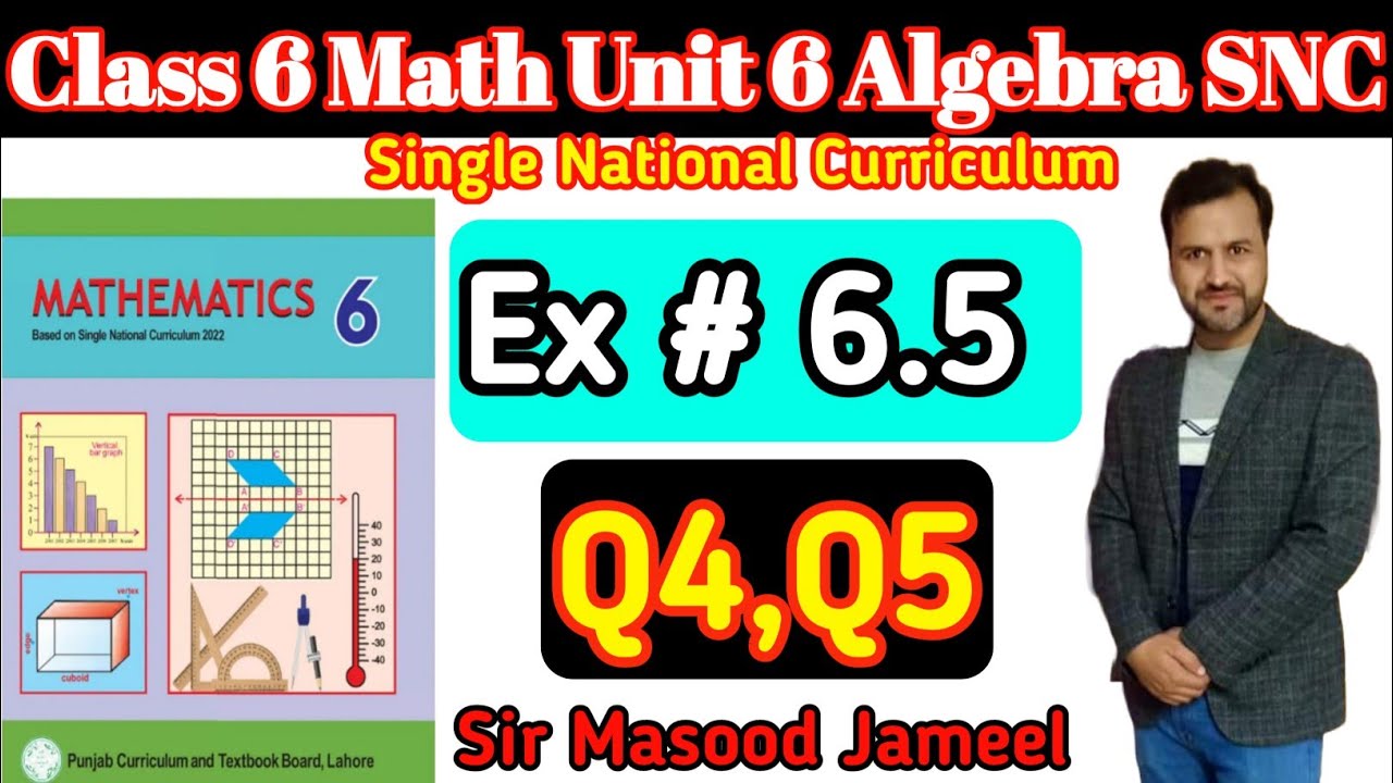 Class6 Math SNC Ex6.5 Q4-5|Math Class 6 Single National Curriculum Ex6 ...