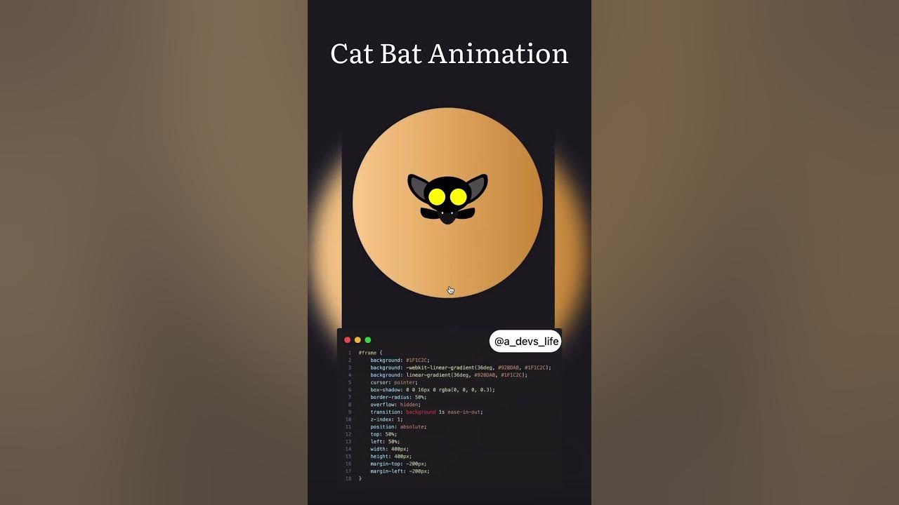Cat Bat Animation Using Pure Css Csstips Css Html Developer Viral Shorts Youtube 0671