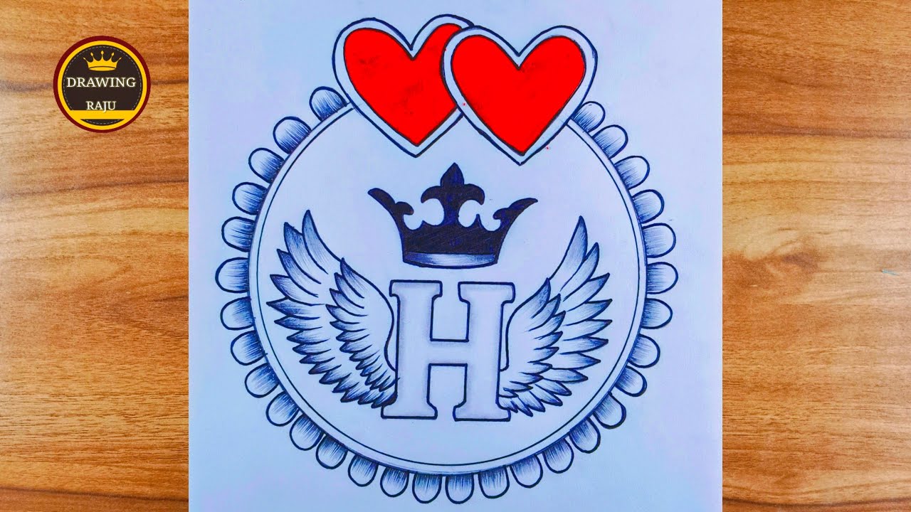 The Most Beautiful H letter circle drawing||simple H letter drawing ...