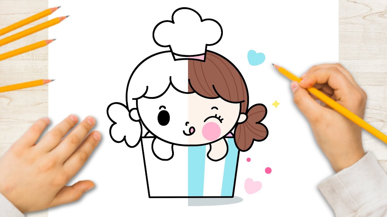 How to Draw a Girl with a Baker's Hat - YouTube