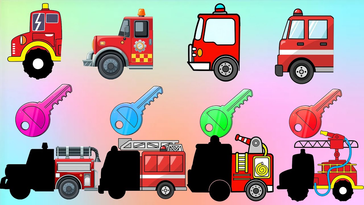 Find the Heads of Fire Trucks | Police Vehicles | Construction Vehicles ...