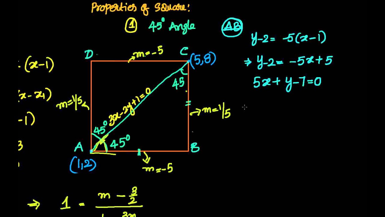 Coordinate Geometry: Straight lines: Given 2 opp vertices of a square ...