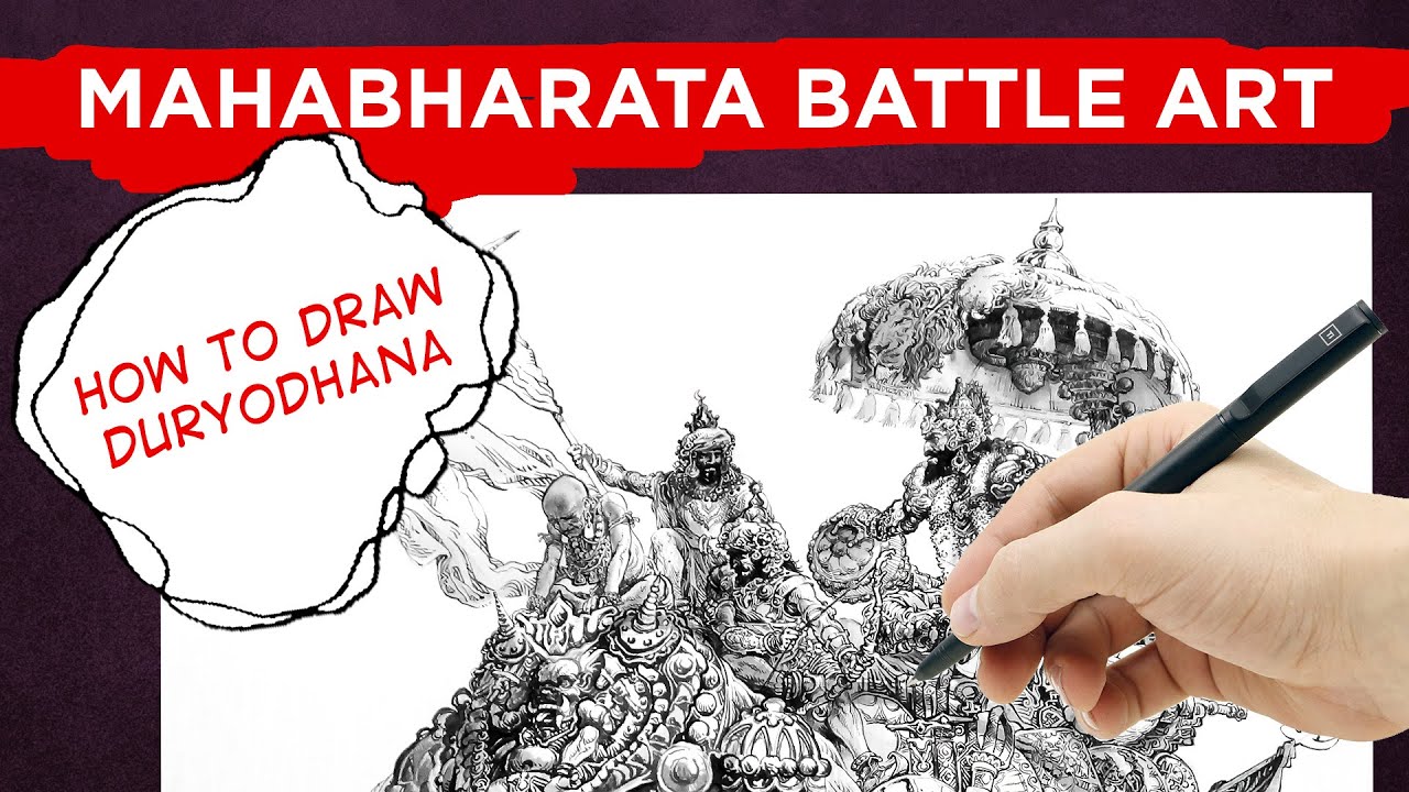 How to draw Duryodhan on Elephant / Incredible Mahabharata Graphic Art ...