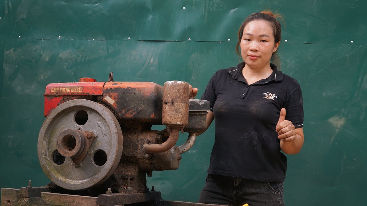The Girl Restoration, repair old D8 diesel engine For a poor woman ...