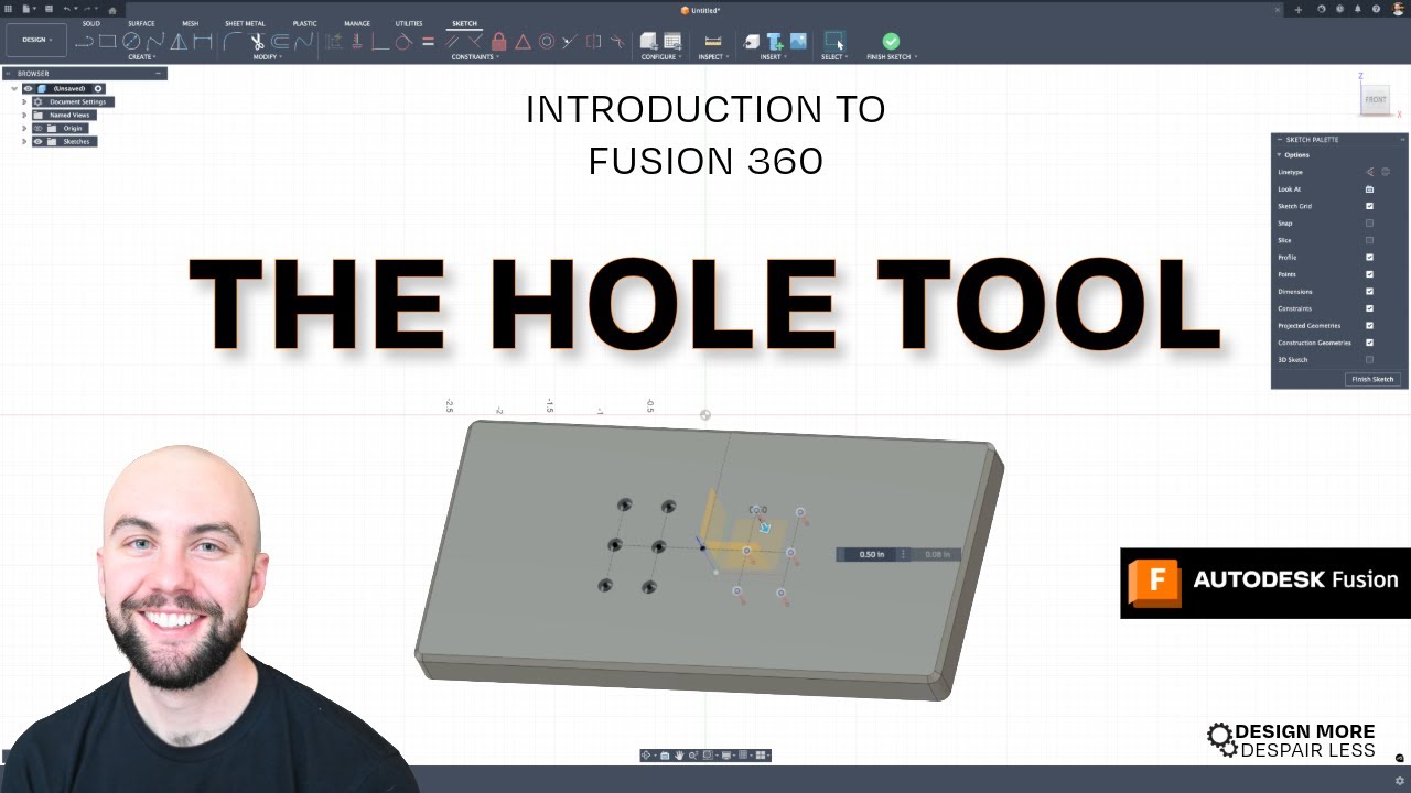 Introduction to Fusion 360: Hole Tool for Beginners - YouTube