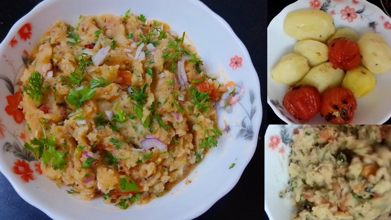 I made yummy Tomato and Potato Choka with little to no ingredients ...