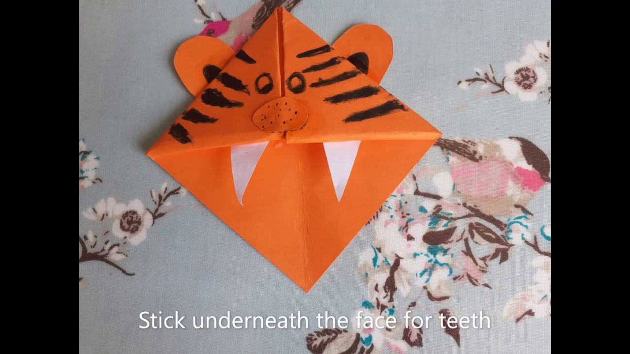 Tiger origami bookmark - YouTube