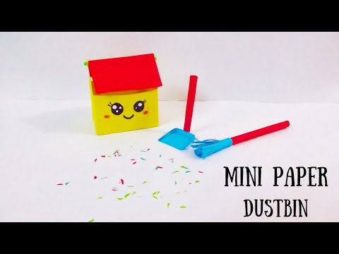 DIY Mini paper Dustbin with Broom and Dustpan | paper Trashbin ...