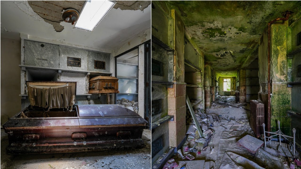 Open Caskets and Human Remains Inside Abandoned Mausoleum Crumbling ...