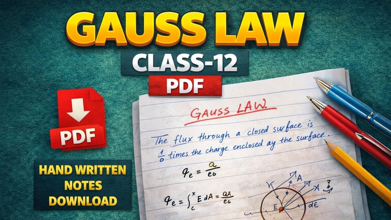 GAUSS LAW CLASS -12 HAND WRITTEN NOTES PDF #amitsinghphm# - YouTube
