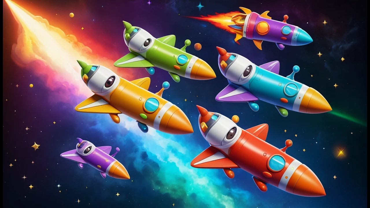 Seven Little Space Shuttles Blast Off | Outer Space Counting Song for ...