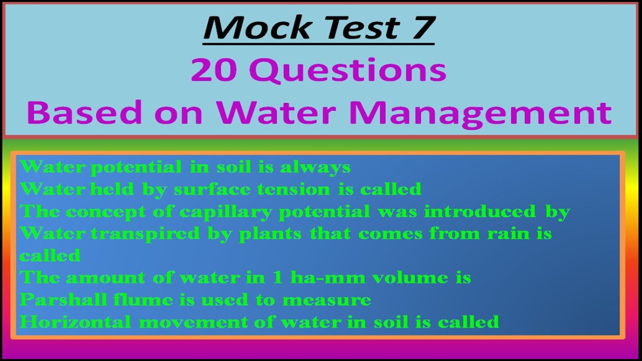 Mock Test 7: Based on Water Management - YouTube