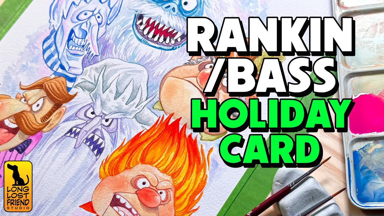 Holiday Card! Rankin Bass Monsters & Villains! Watercolor - YouTube