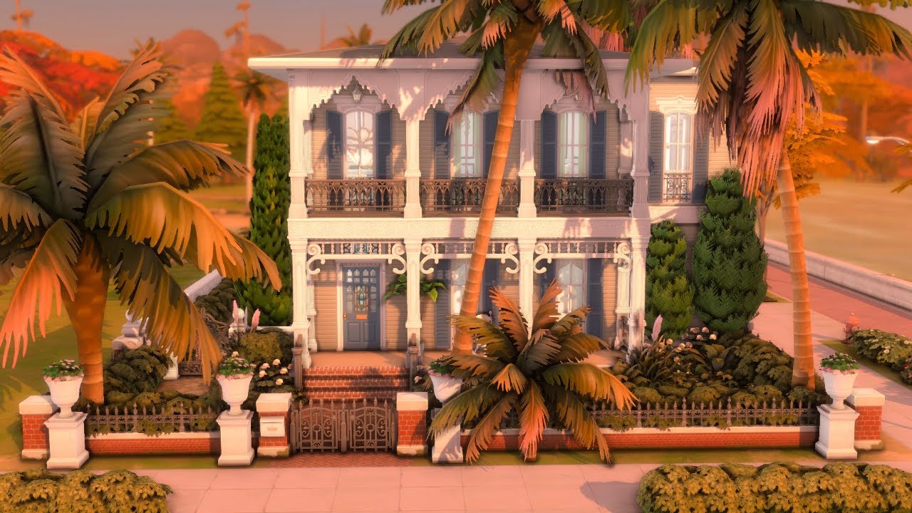 🏡 Family Creole Townhouse || Sims 4 Speedbuild || No CC - YouTube
