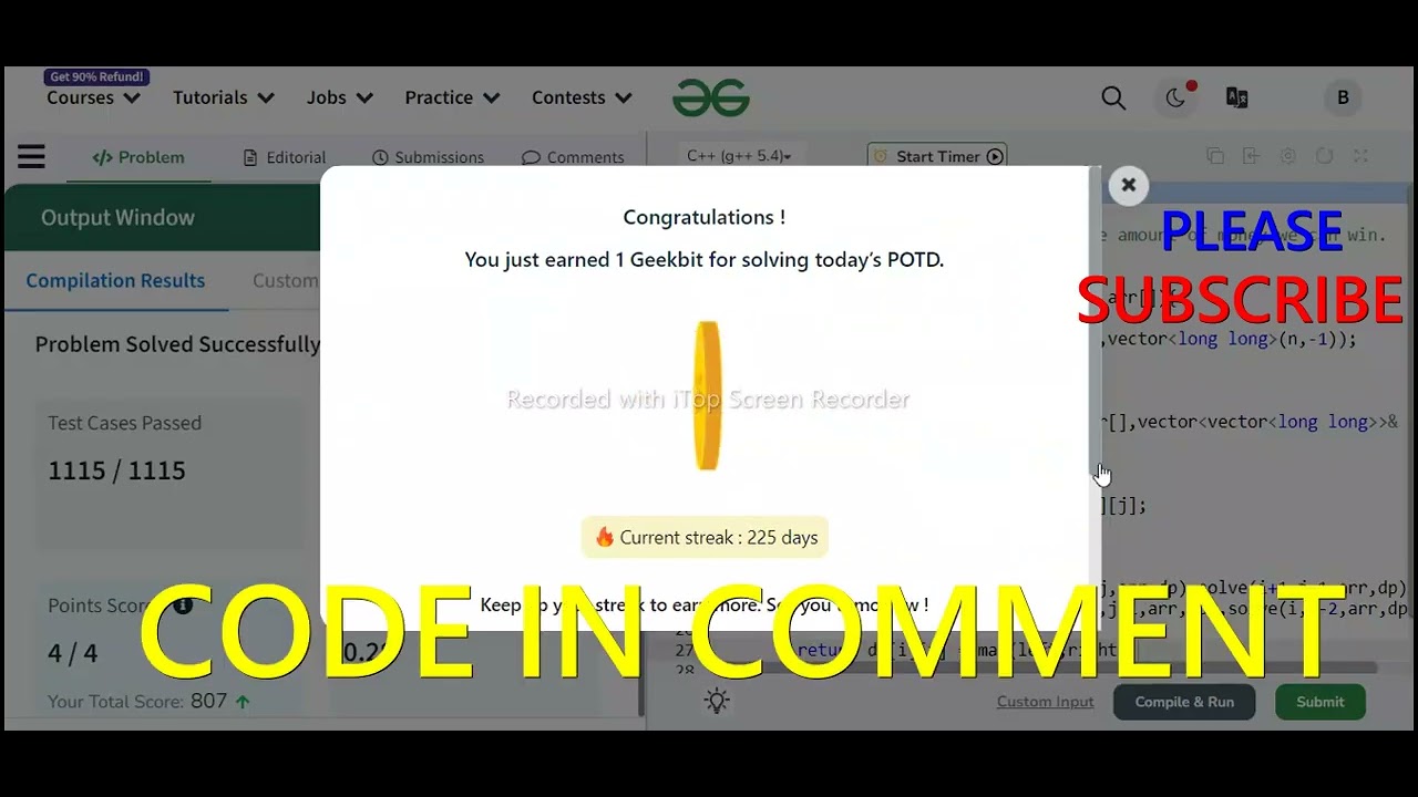 GFG POTD 08/04/2024 IN C++ MOST IMPORTANT INFORMATION | CODE IN COMMENT #geeksforgeeks #gfg # ...