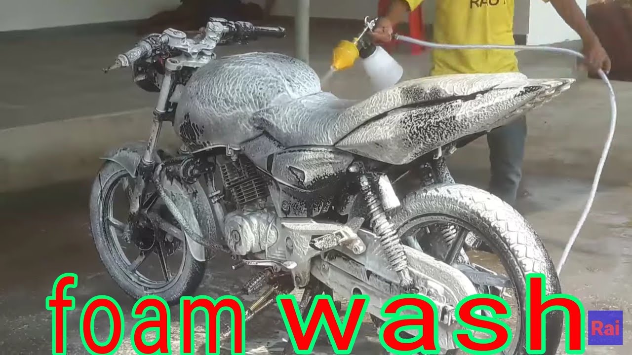Two wheeler washing | nitto rai, foam wash - YouTube
