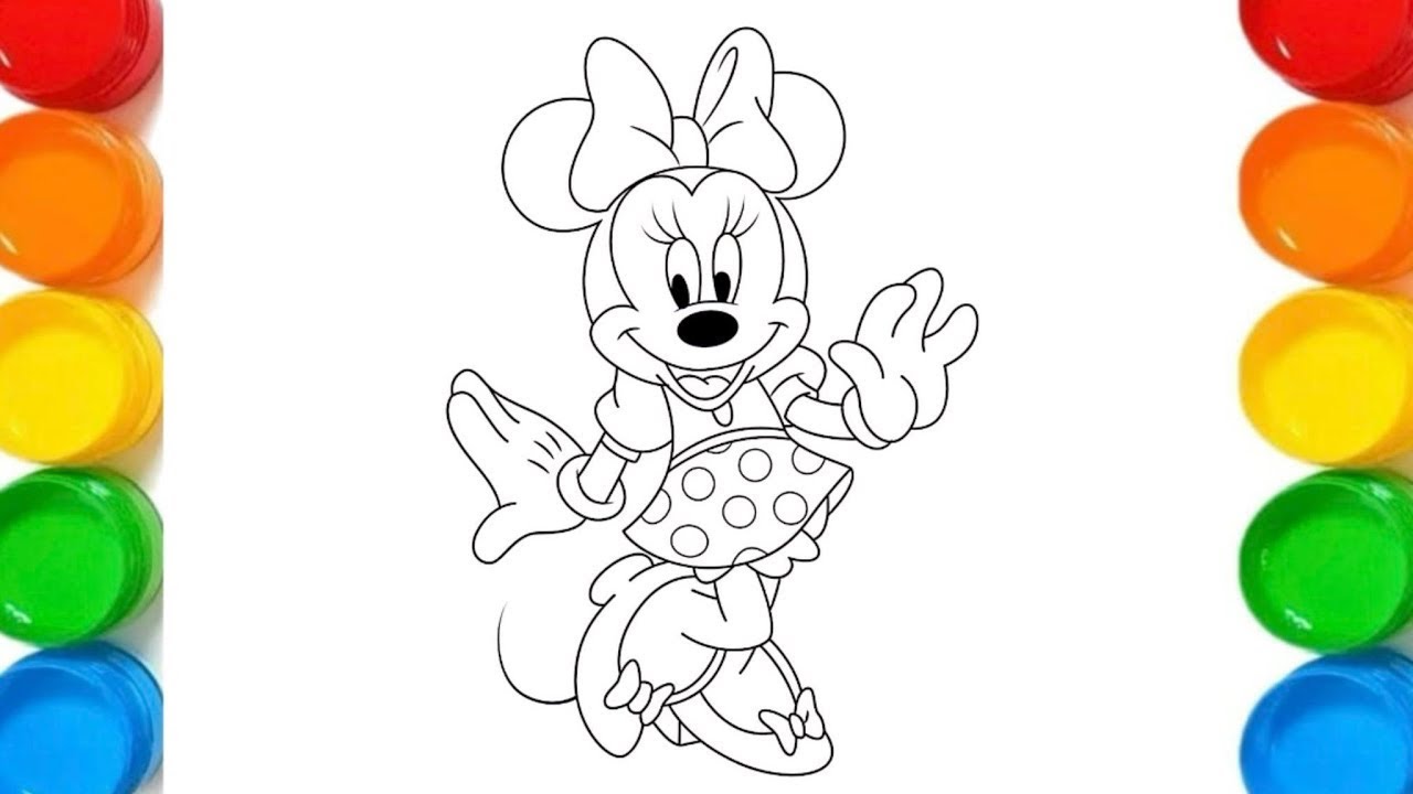 How to Draw Minnie Mouse|Easy step by step Cute Glittery Minnie Mouse ...
