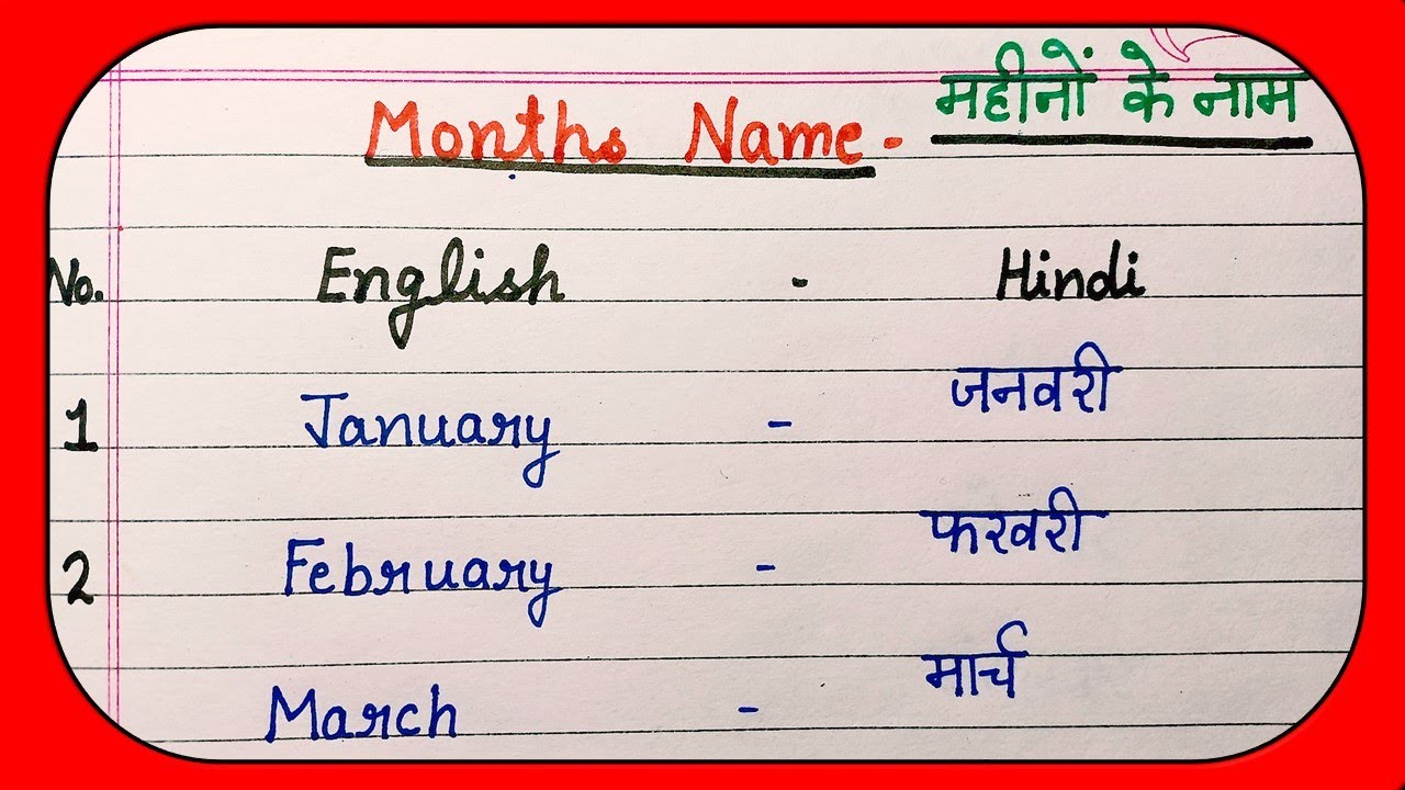 Months name | Mahino ke naam | January February ki spelling | Months ...