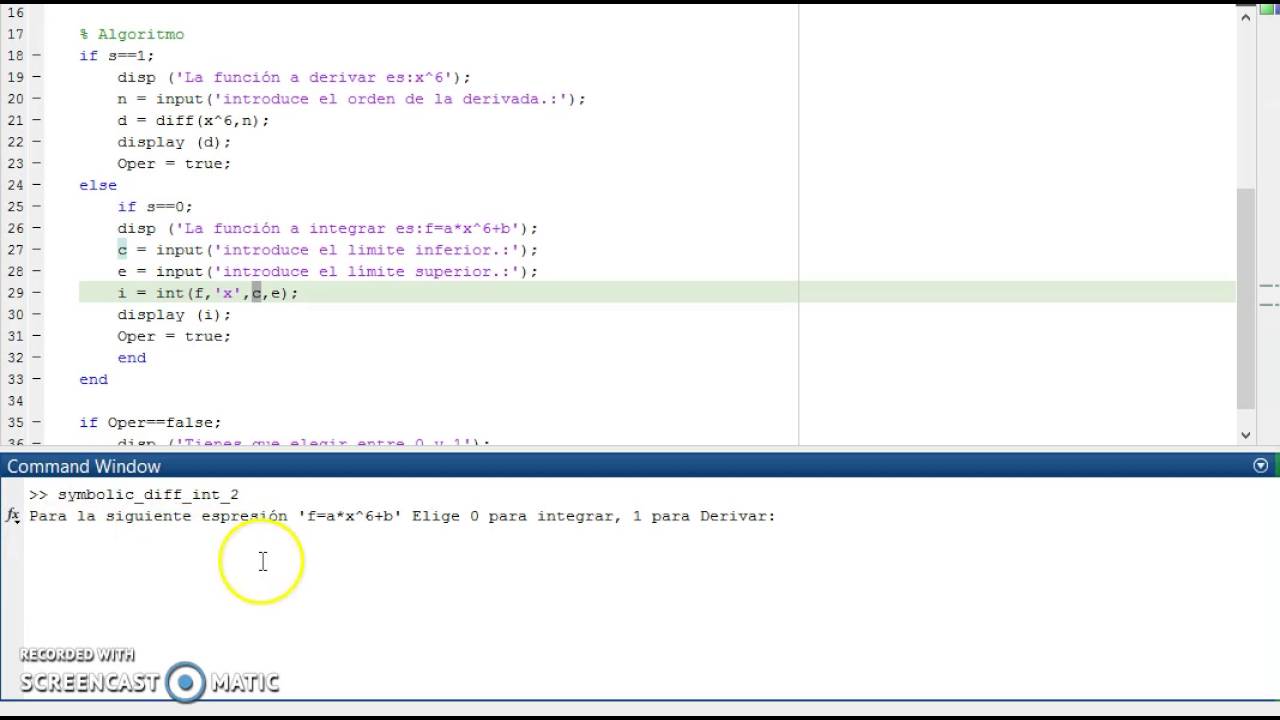 Cálculo simbólico diferenciación e integración en Matlab - YouTube