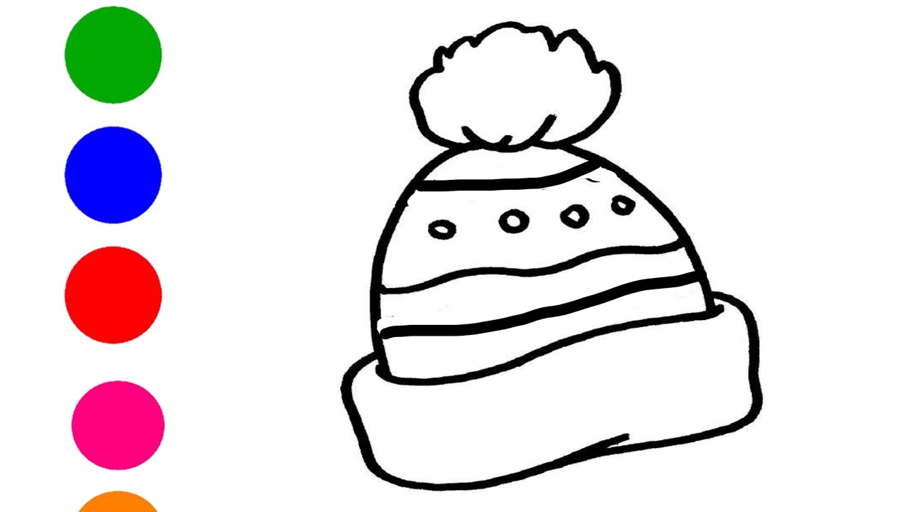 Winter cap Drawing, Coloring and Painting for Kids, Toddlers | Basic ...