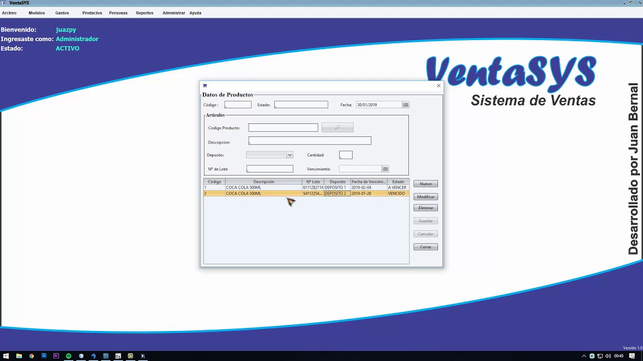 VENCIMIENTOS DE PRODUCTOS - VENTASYS - YouTube