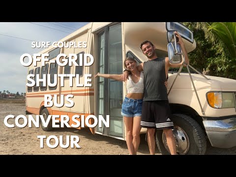 DIY Bus Conversion Tour | Hot Shower, Queen Bed, Kitchen in 90 Days!