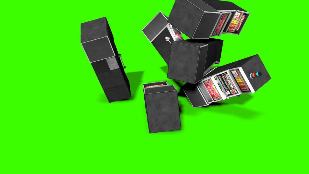 falling casino slot machine down in green screen second view free stock ...