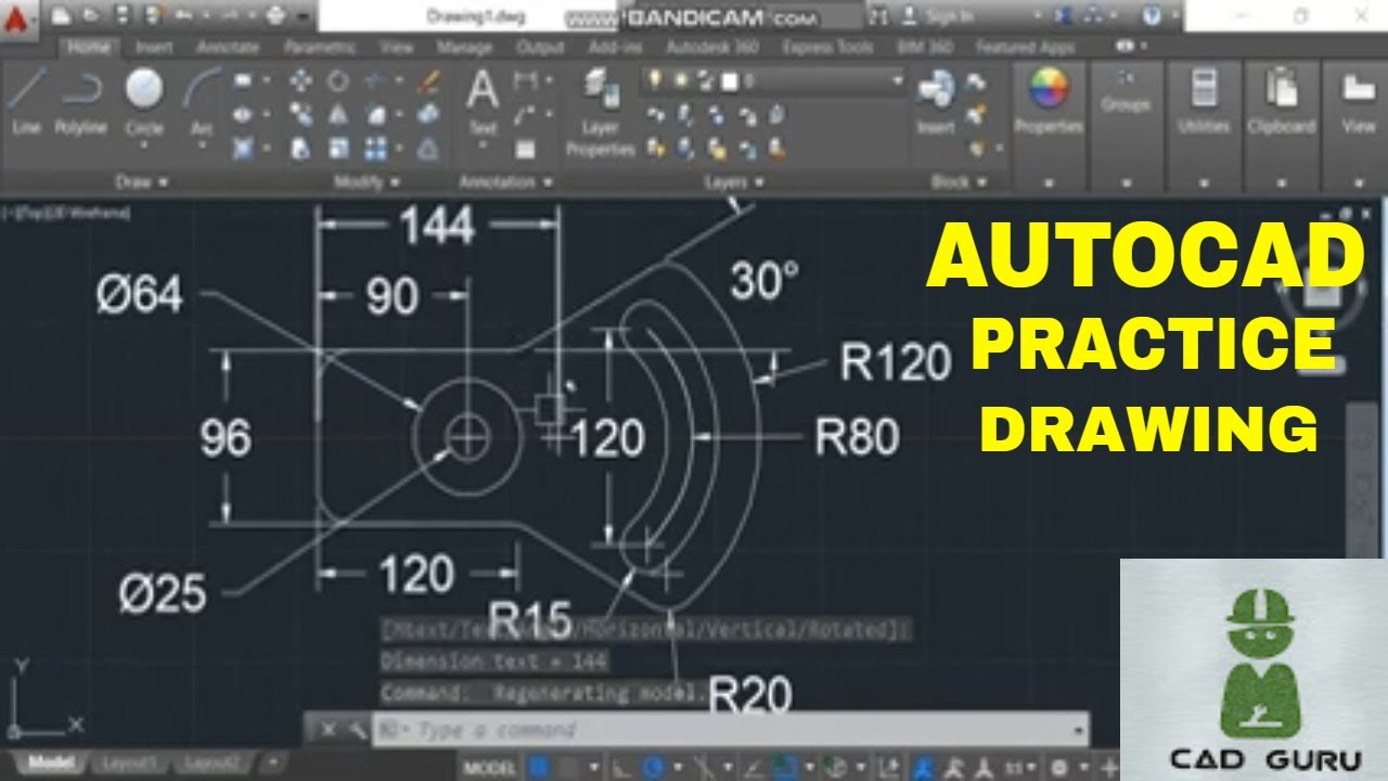 AutoCAD Practice Drawings - YouTube