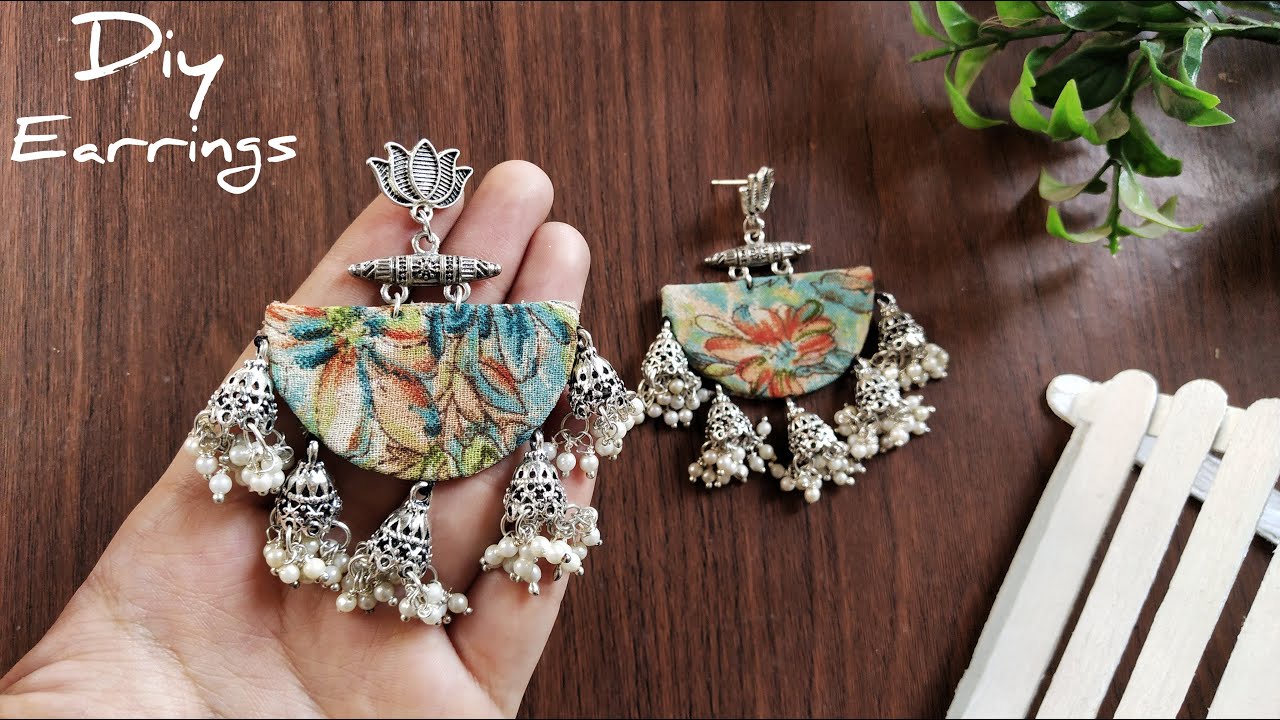 Handmade Earrings Tutorial ️ Fabric Earrings Making At Home # ...