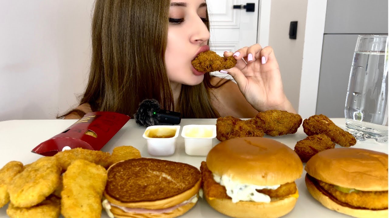 McDonald's ASMR | mukbang fast food, burger, nuggets, chicken wings 🍗 ...