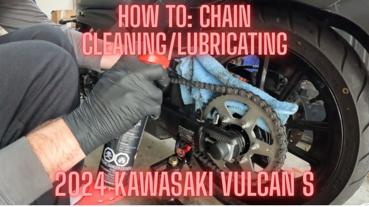 How to clean and lube a motorcycle chain! (2024 Kawasaki Vulcan S ...