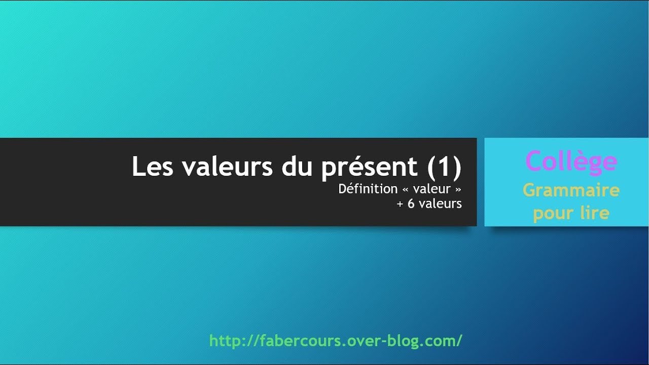 Les valeurs du présent de l'indicatif (1) - YouTube