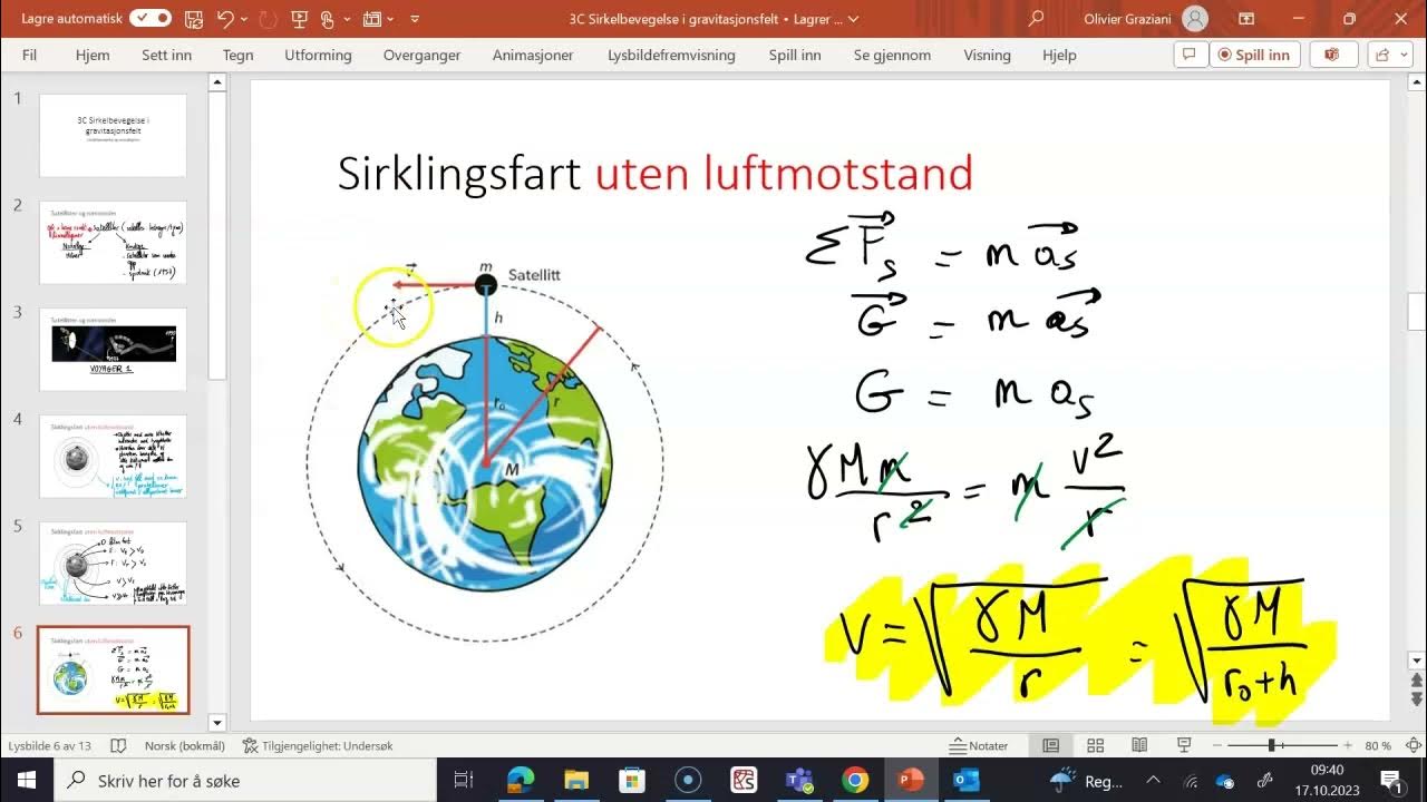 Fysikk 2 3C Sirkelbevegelse i gravitasjonsfelt del 1 - YouTube