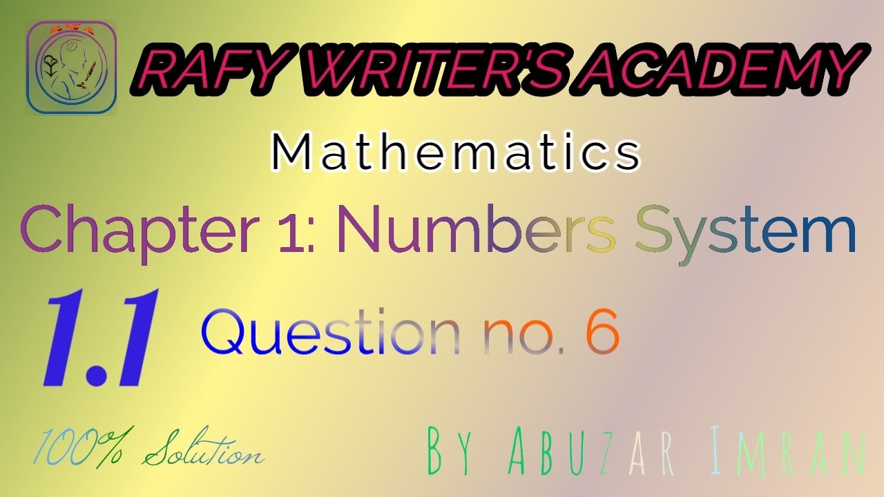 MATHEMATICS 1st Year - CHAPTER NO 1 - Exercise 1.1 - Question no 6 ...