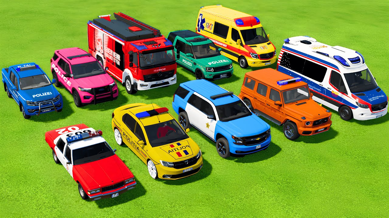 ALL POLICE CARS, AMBULANCE EMERGENCY VEHICLES, FIRE DEPARTMENT TRUCK ...