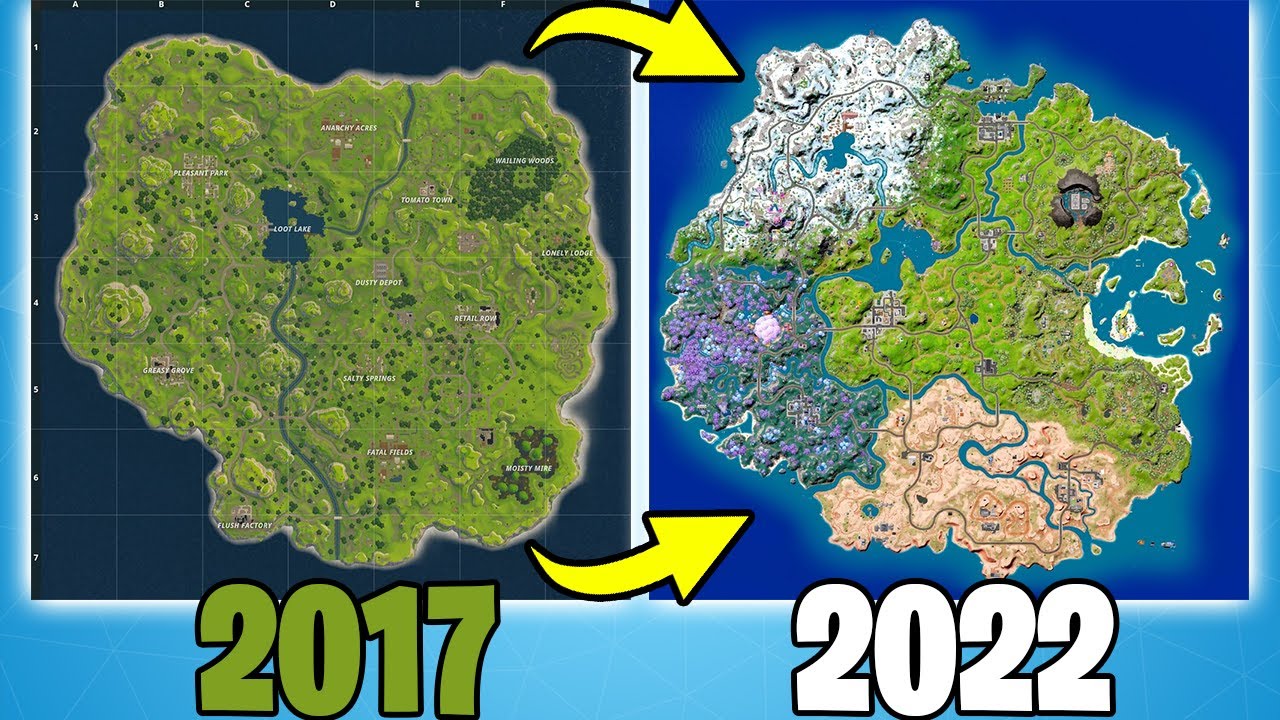 JAK ZMIENIAŁA SIĘ MAPA FORTNITE - EWOLUCJA MAPY FORTNITE (2017 - 2022 ...