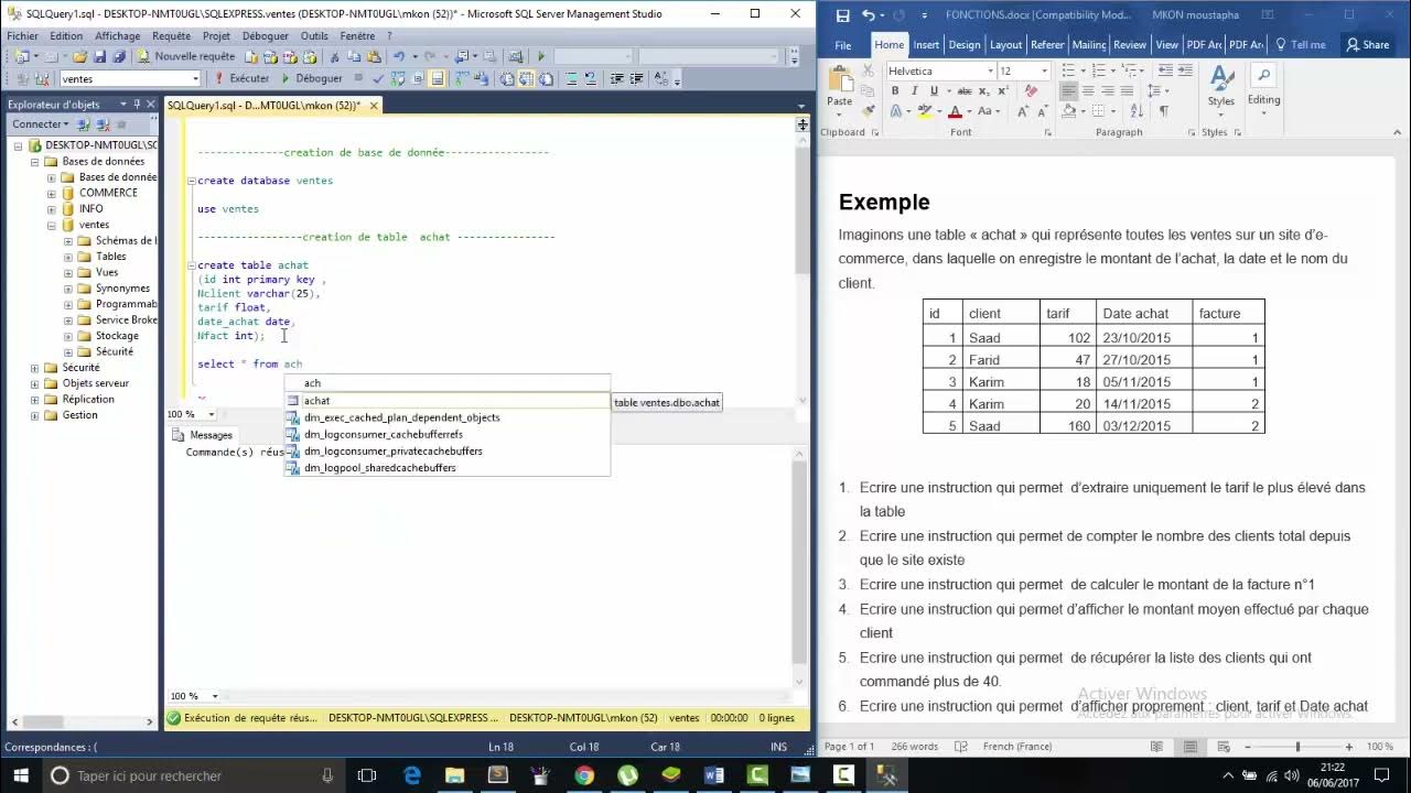 requête SQL avec Microsoft SQL Server 2012 Databases en mode ligne de commande avec ir james p ...