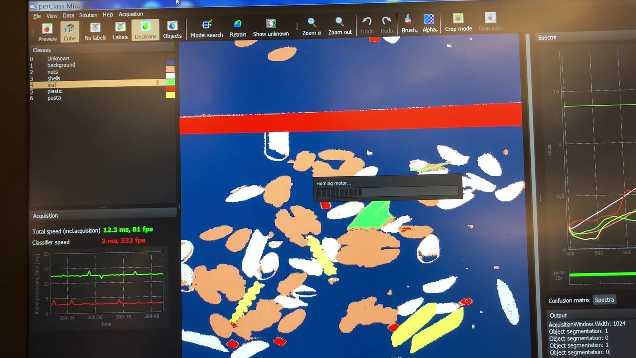 Live classification of nuts and shells using hyperspectral imaging - YouTube