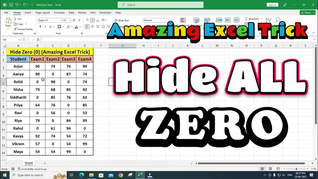 Custom Formatting Tip to Hide Zeros in Excel - Hindi Tutorial #shorts # ...