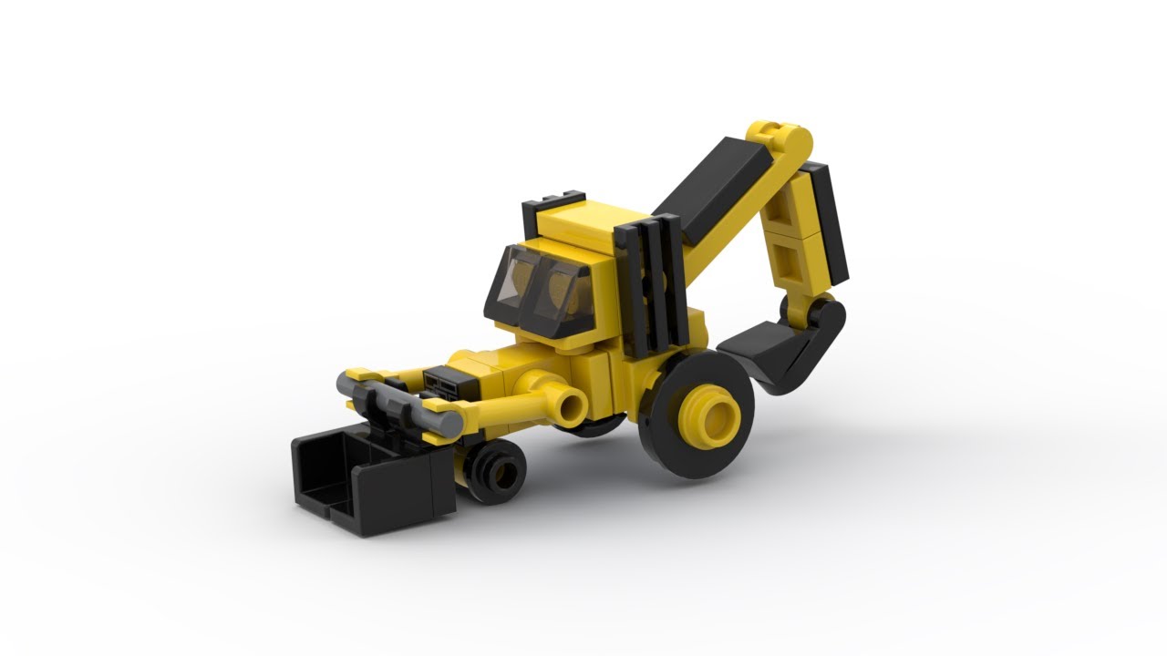 MOC Lego Backhoe Loader speed build - YouTube