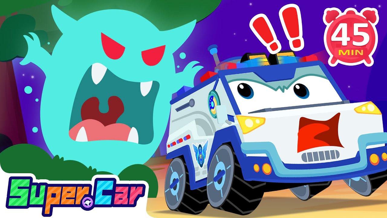 Shh..Here Comes the Creaking Monster | Police Car | Super Car Cartoon ...