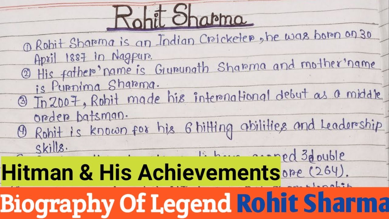 Rohit Sharma Biography Essay |10 Lines On Rohit Sharma | Life Of Rohit ...