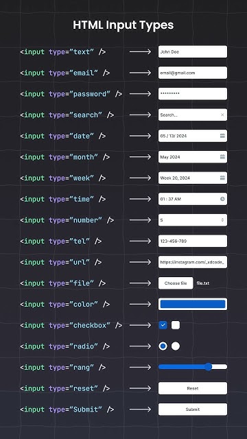 Html Inputs Types Javascript Webdevelopment Programming Development Shorts Coding Xdcode 