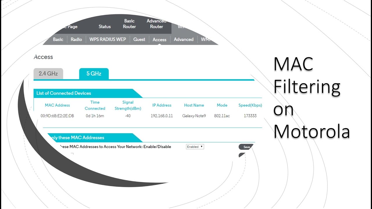 MAC Filtering with Motorola - YouTube