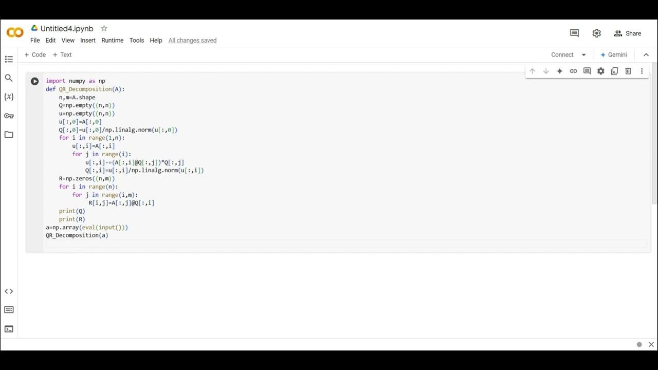 QR decomposition in python programme - YouTube